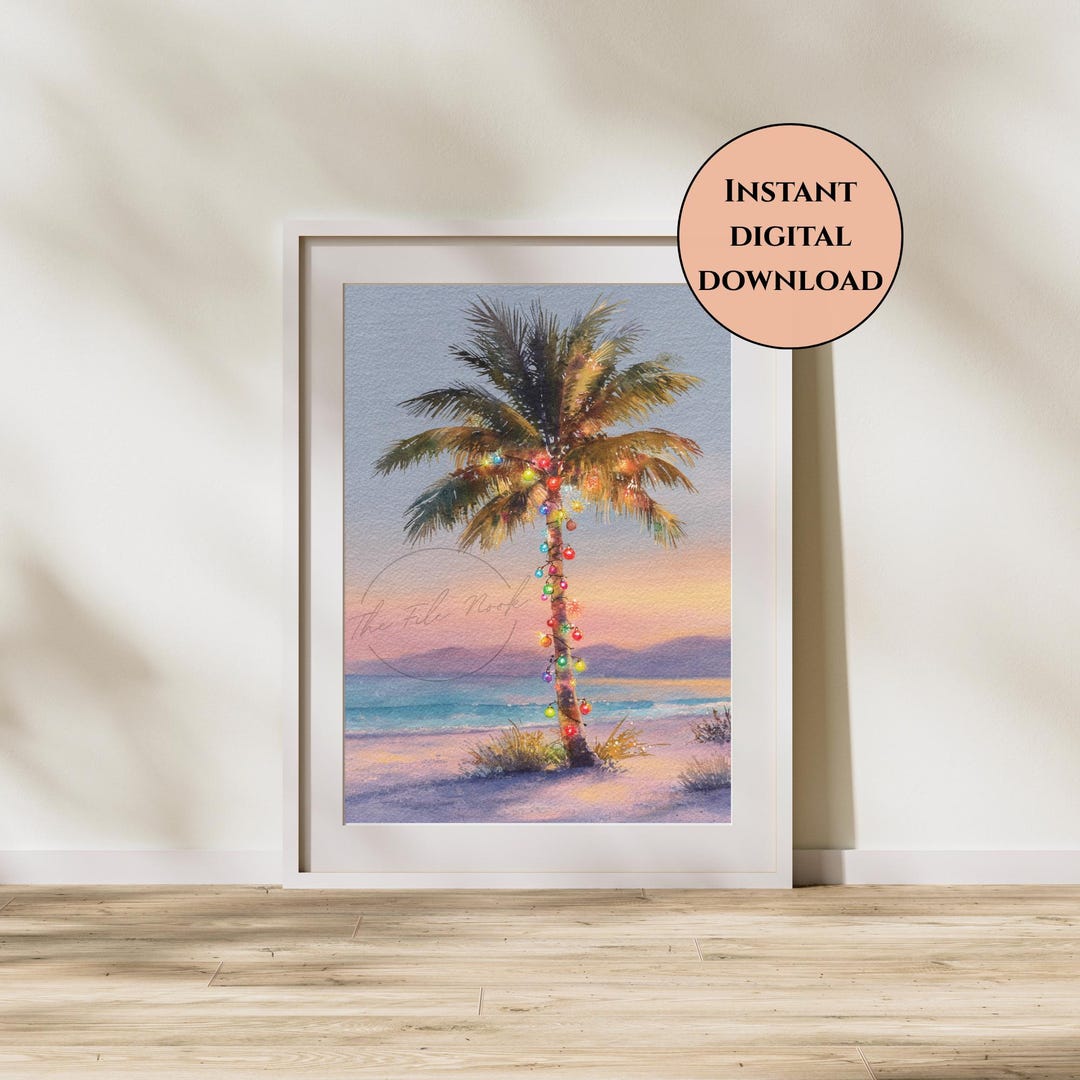 Christmas Palm Tree Print-tropical Holiday Wall Art-christmas Wall Art ...