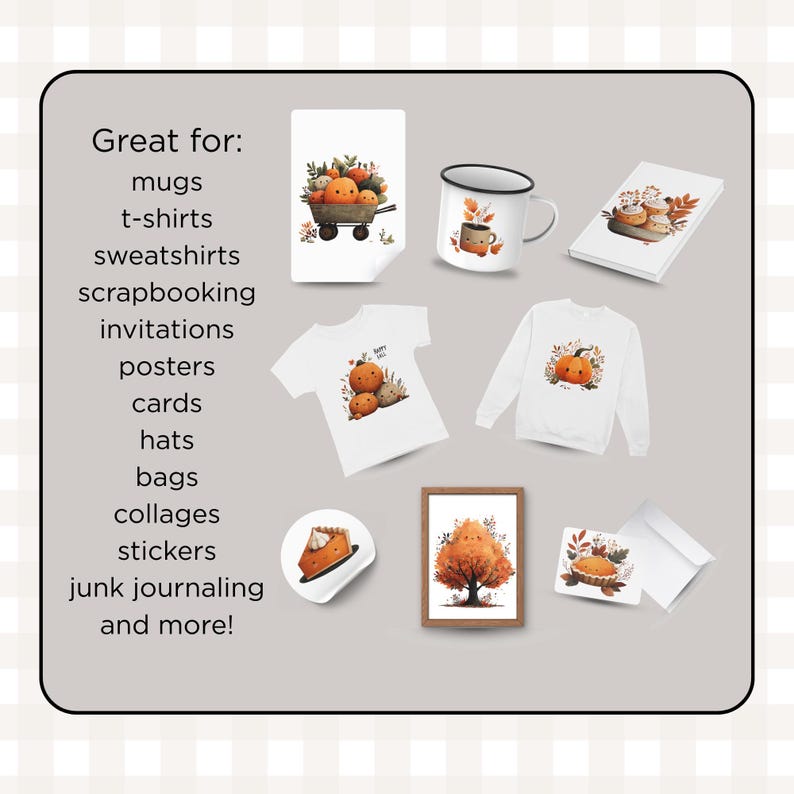 Cute Kawaii Fall Clipart Bundle-watercolor Cozy Fall Png-fall Food Png ...