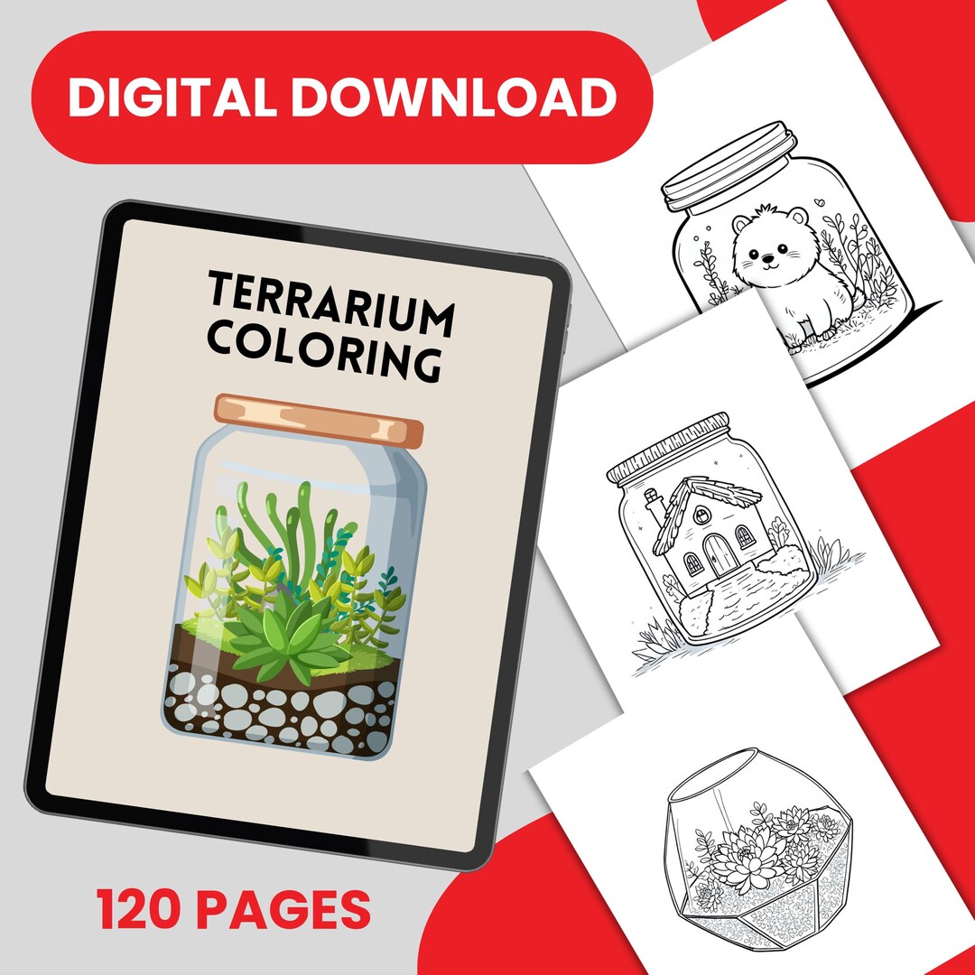 Cute Terrarium Jar Coloring Pages, Easy Coloring Book, Succulents ...