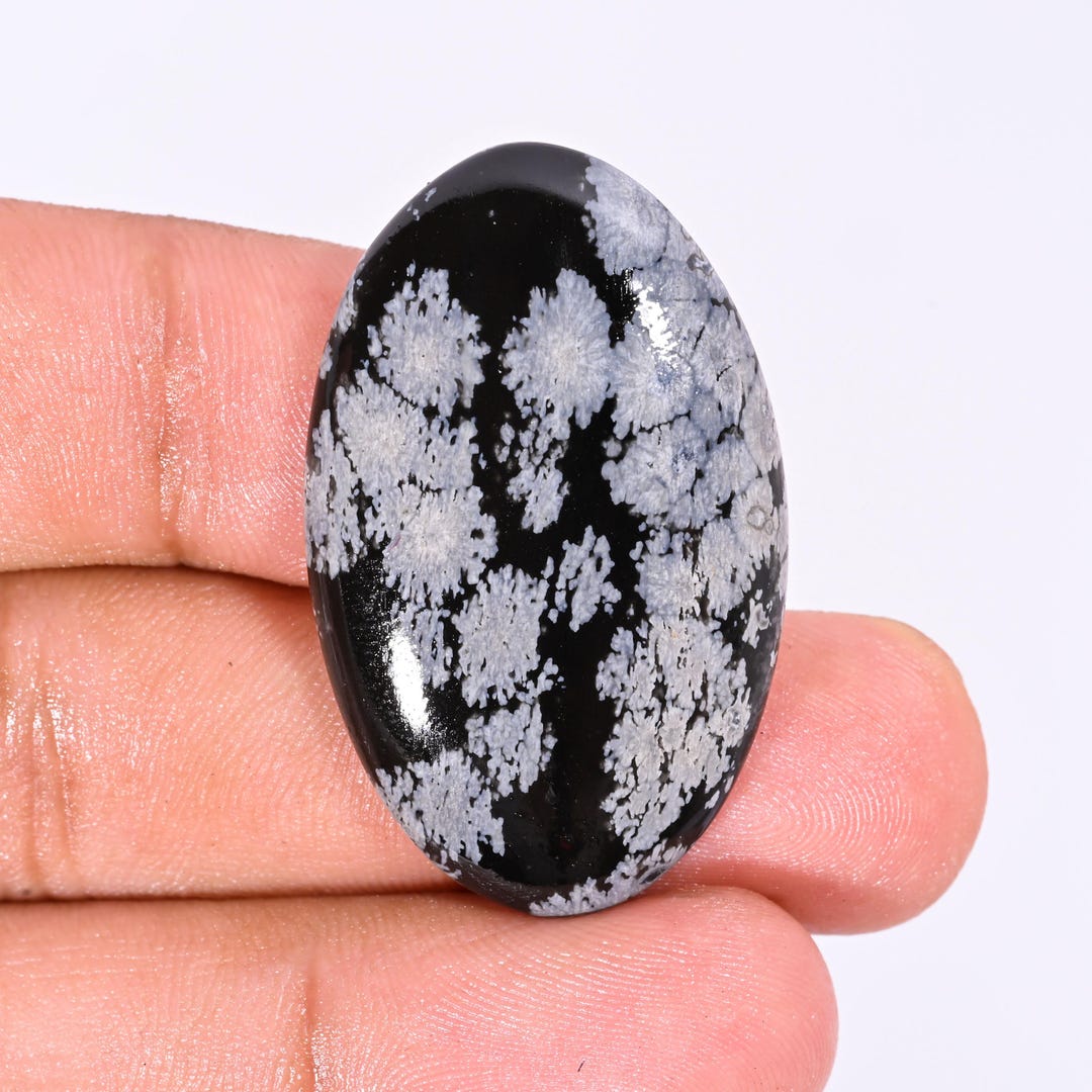 Obsidian, Natural Snowflake Obsidian Cabochon for Jewelry, Obsidian ...