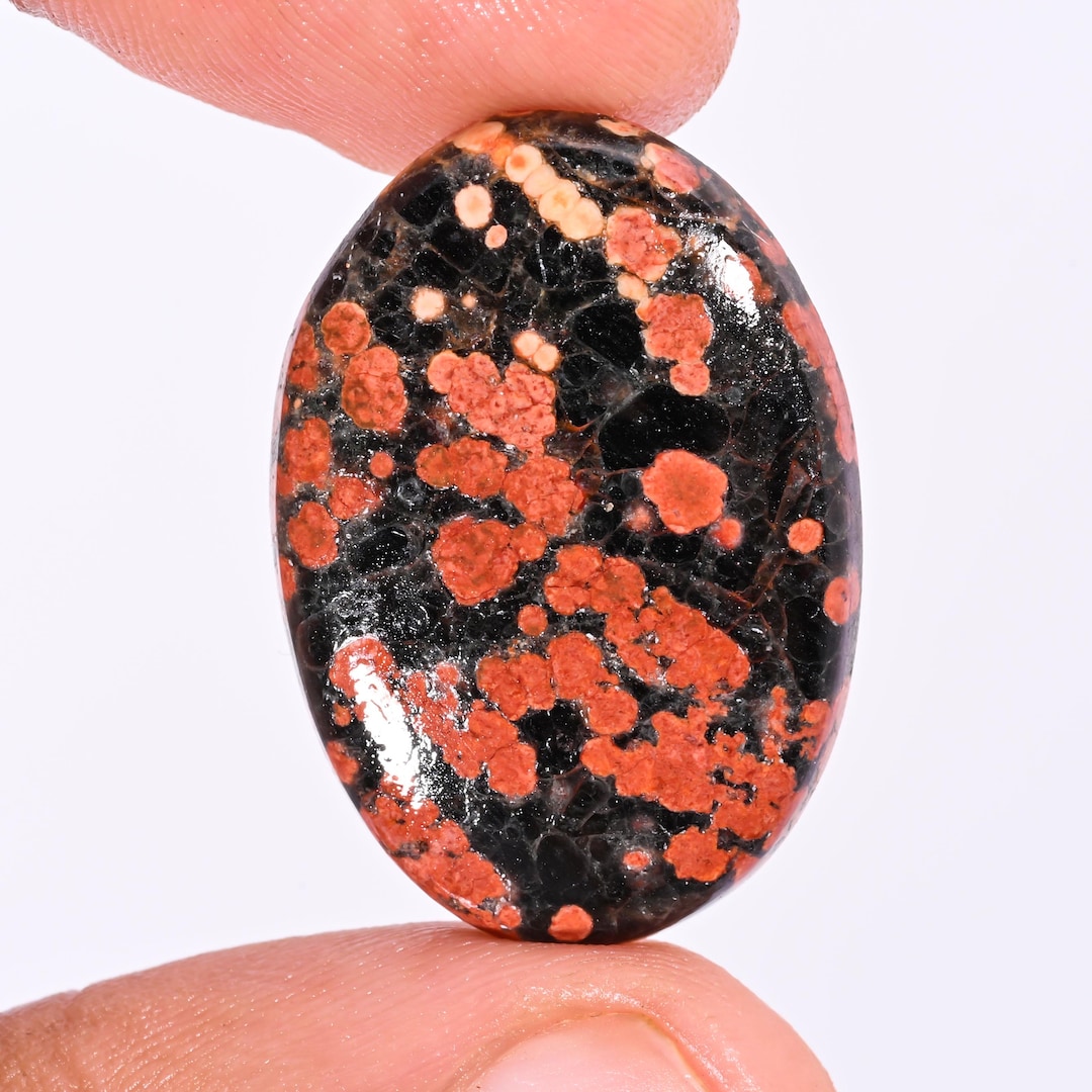 Obsidian, Natural Flower Obsidian Cabochon for Jewelry, Obsidian ...