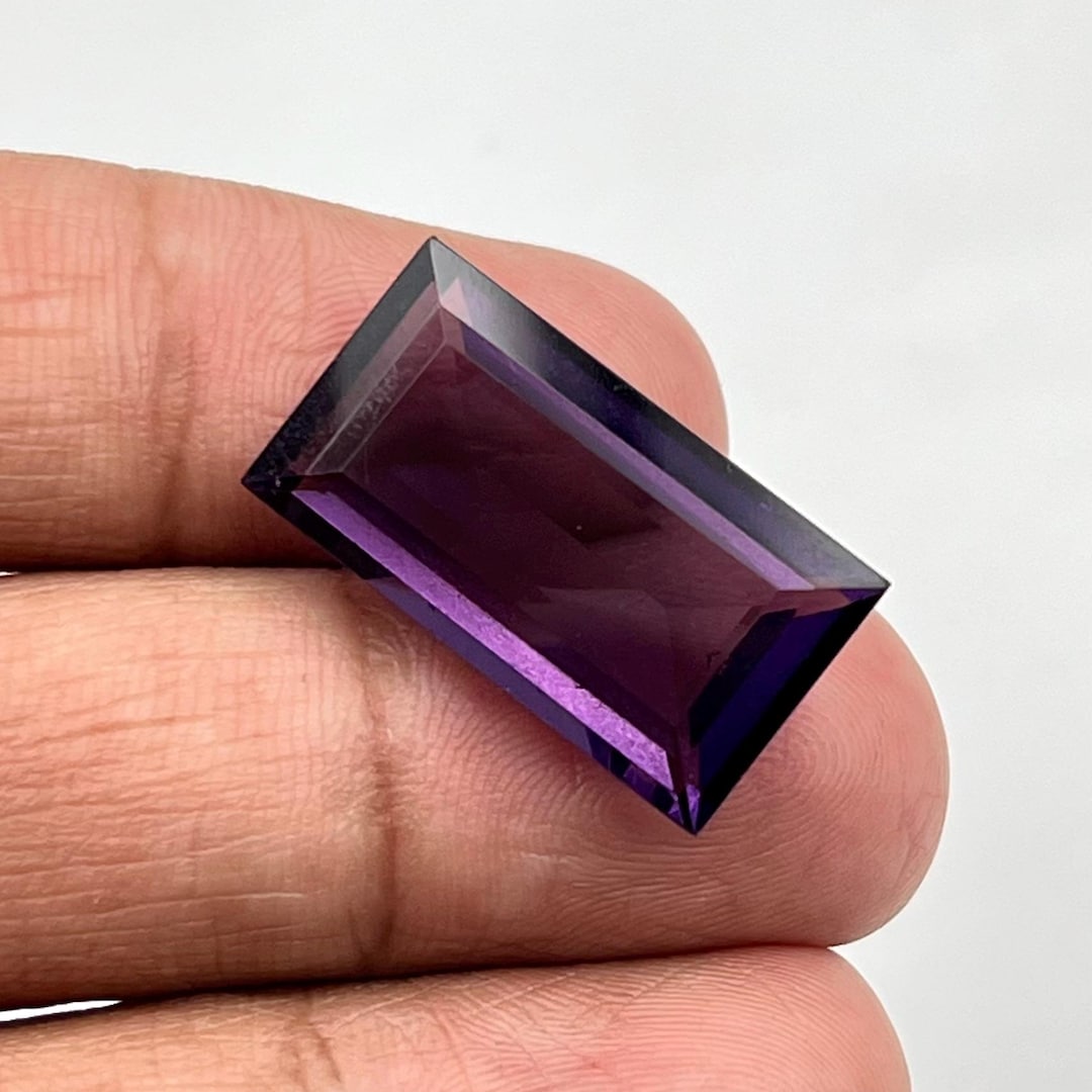Synthetic Purple Glass Baguette Cut Gemstone | Amethyst Color Man Made ...