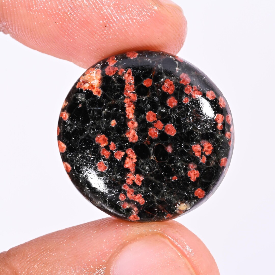 Obsidian, Natural Flower Obsidian Cabochon for Jewelry, Obsidian Round ...