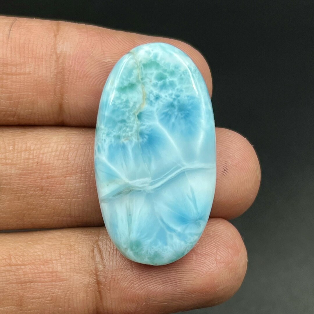 Natural Larimar Oval Gemstone for Jewelry Making, Blue Larimar Cabochon ...