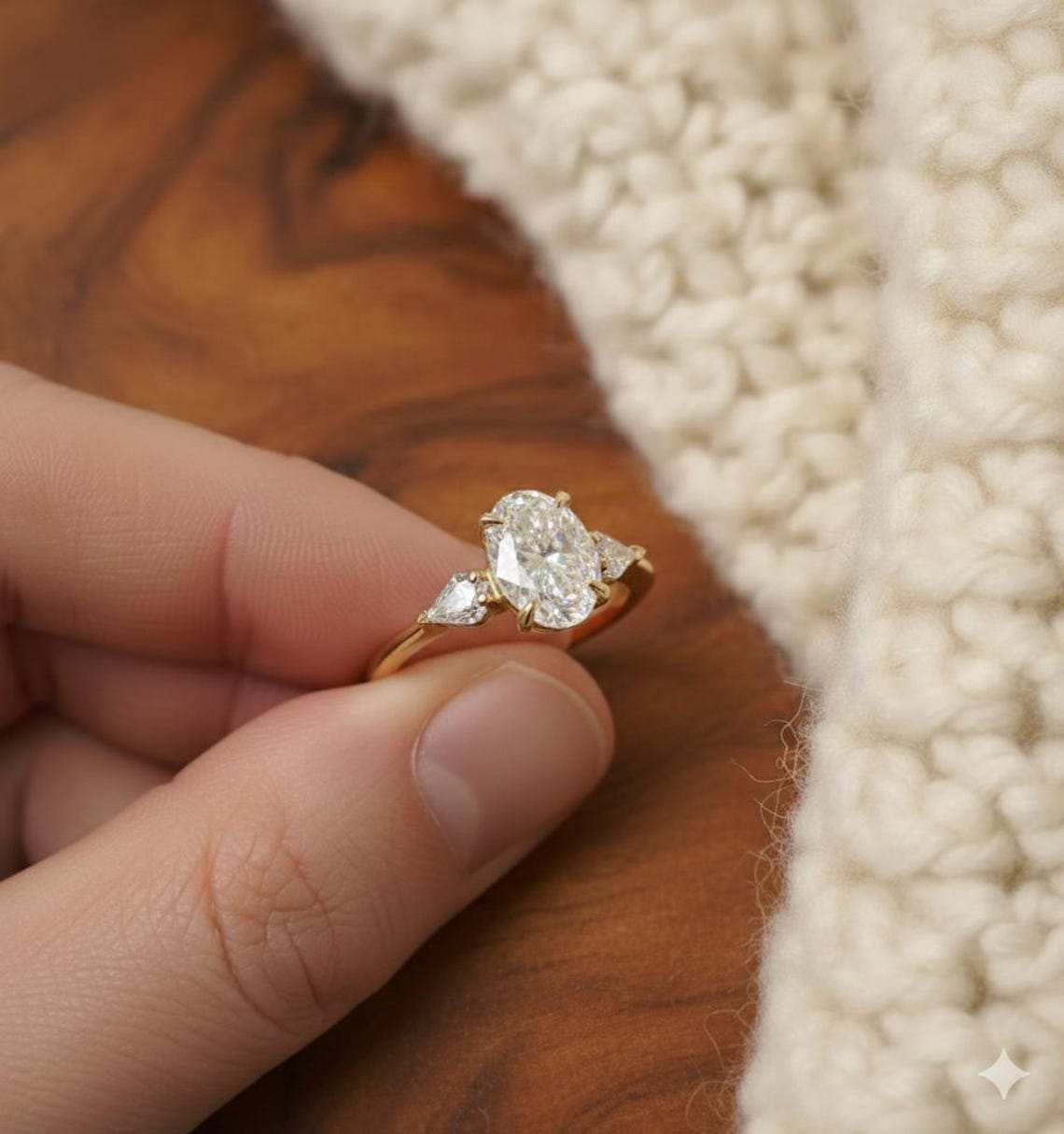 Oval Three Stone Engagement Ring | Moissanite Kite Side Stones Ring ...
