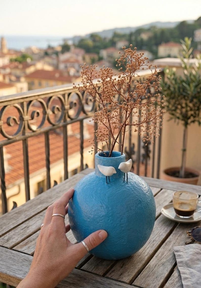 Blue Bird Vase | Handmade Ceramic Art | Wabi Sabi Decor | Sculptural ...
