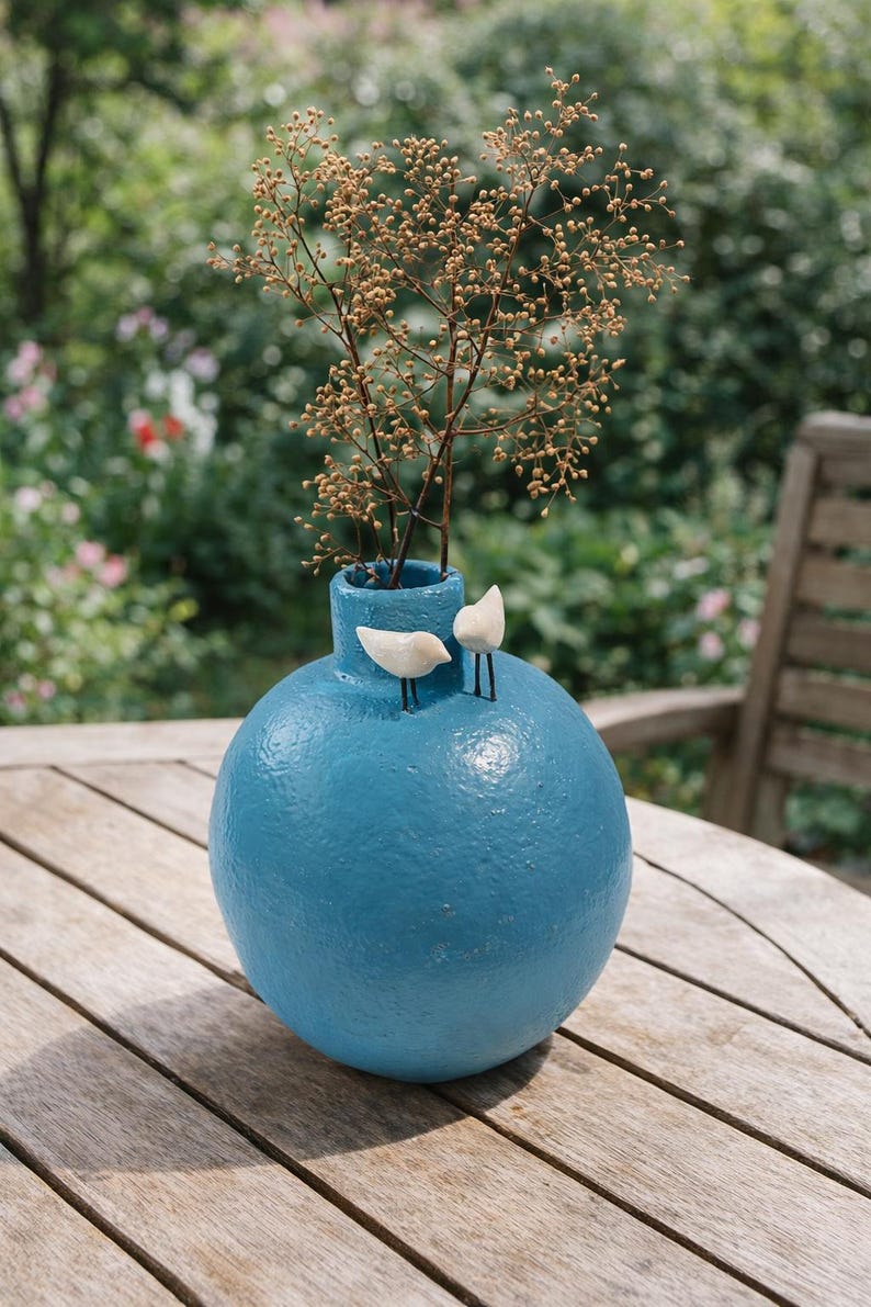 Blue Bird Vase | Handmade Ceramic Art | Wabi Sabi Decor | Sculptural ...