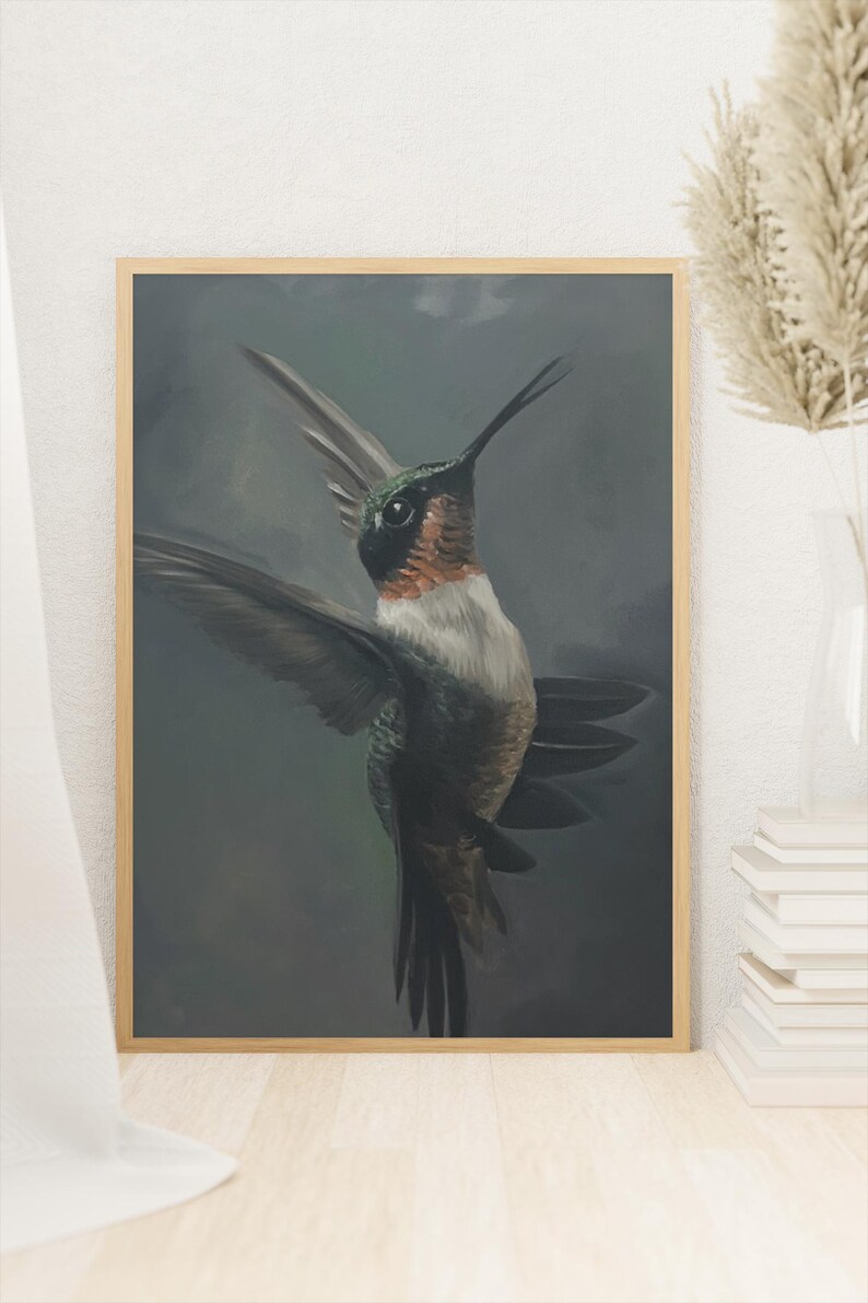 Digital Download of Original Oil Painting of Hummingbird, Hummingbird ...