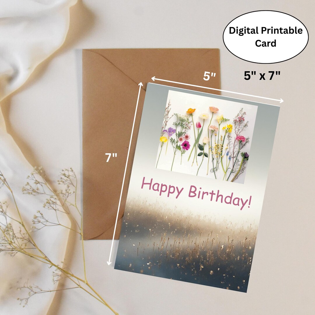 Printable Birthday Card, Digital Birthday Card, DIY Printable Card ...