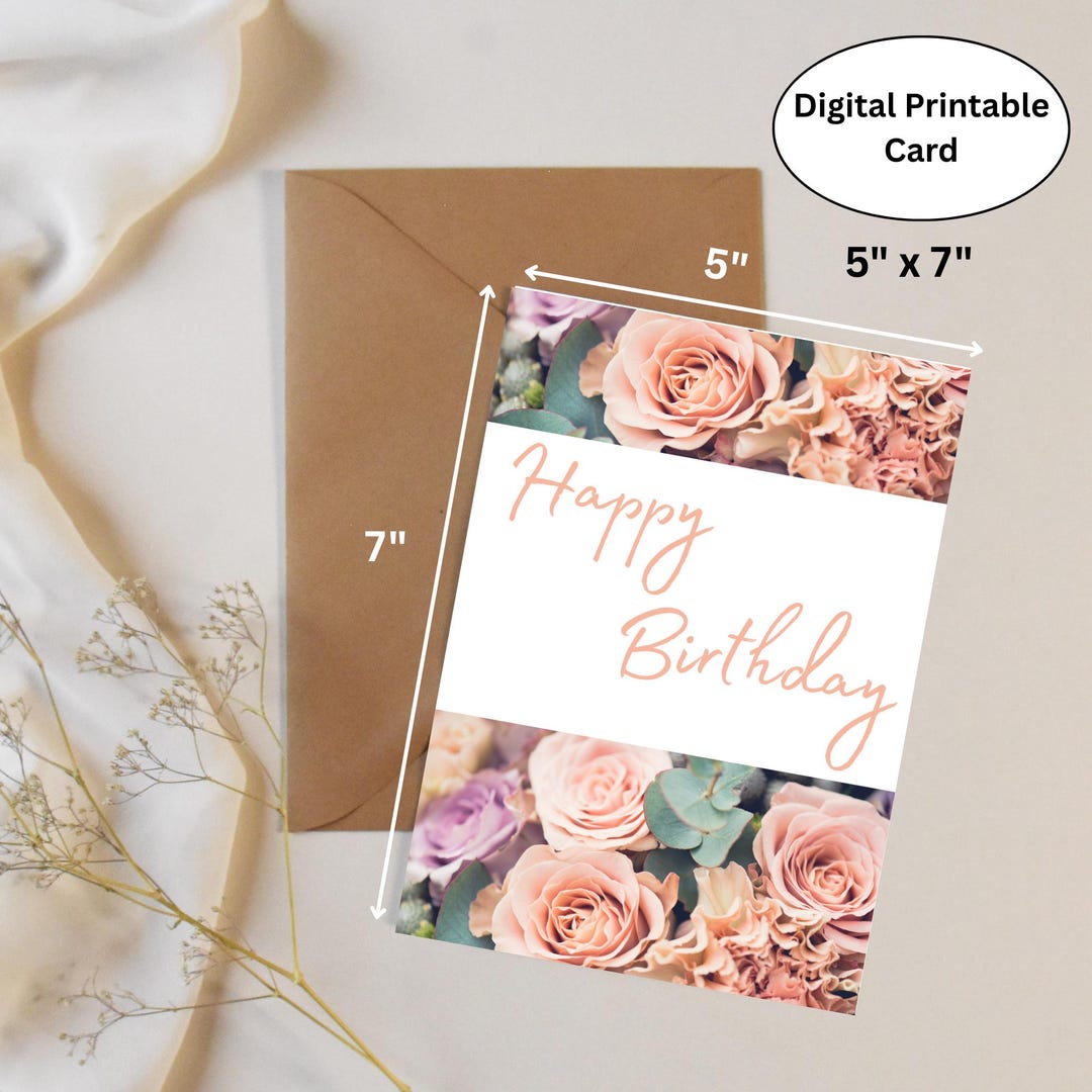 DIY Printable Card, Digital Birthday Card, Beautiful Birthday Card ...