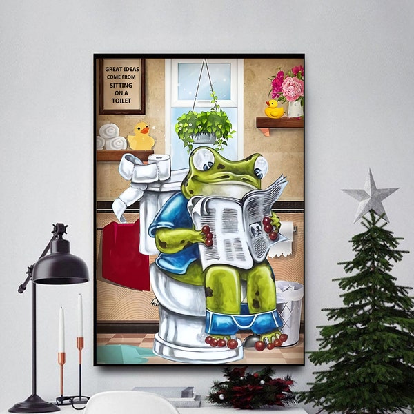 Frog on Toilet - Etsy