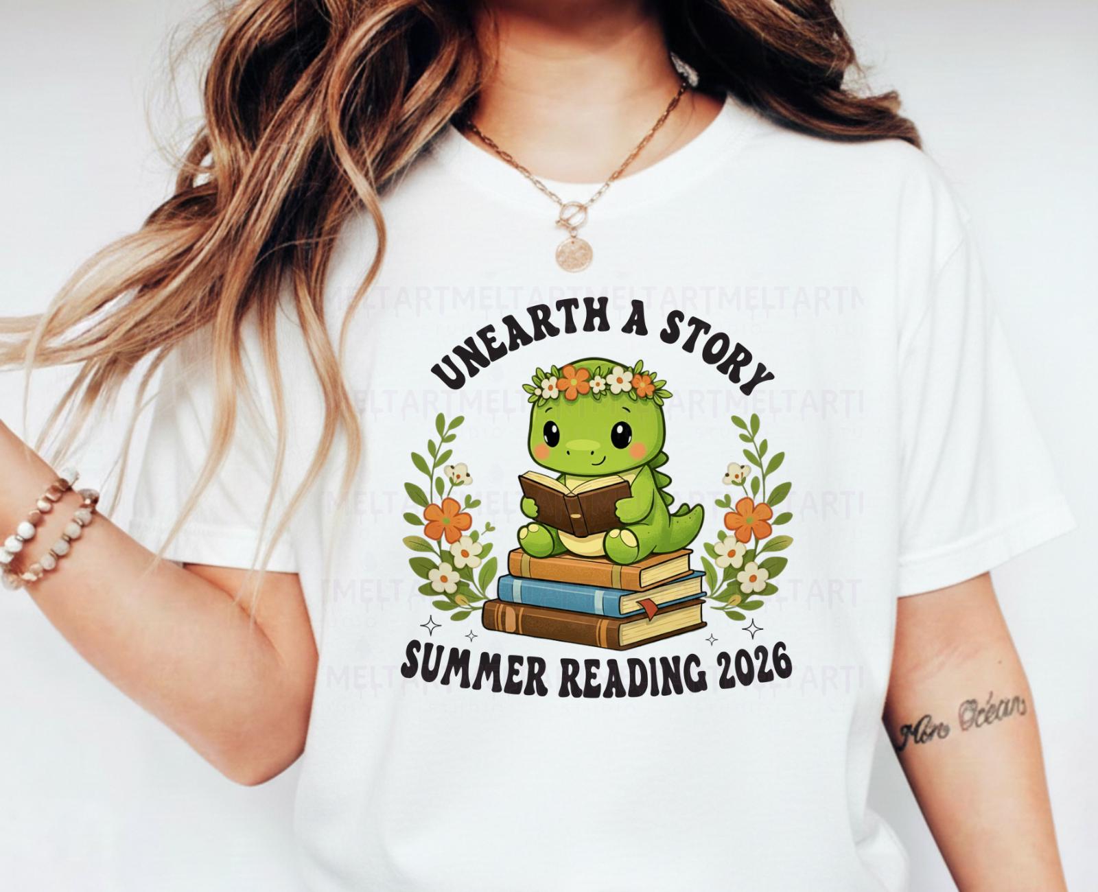 Unearth a Story Summer Reading 2026 Png,cute Dinosaur Book Lover,funny ...