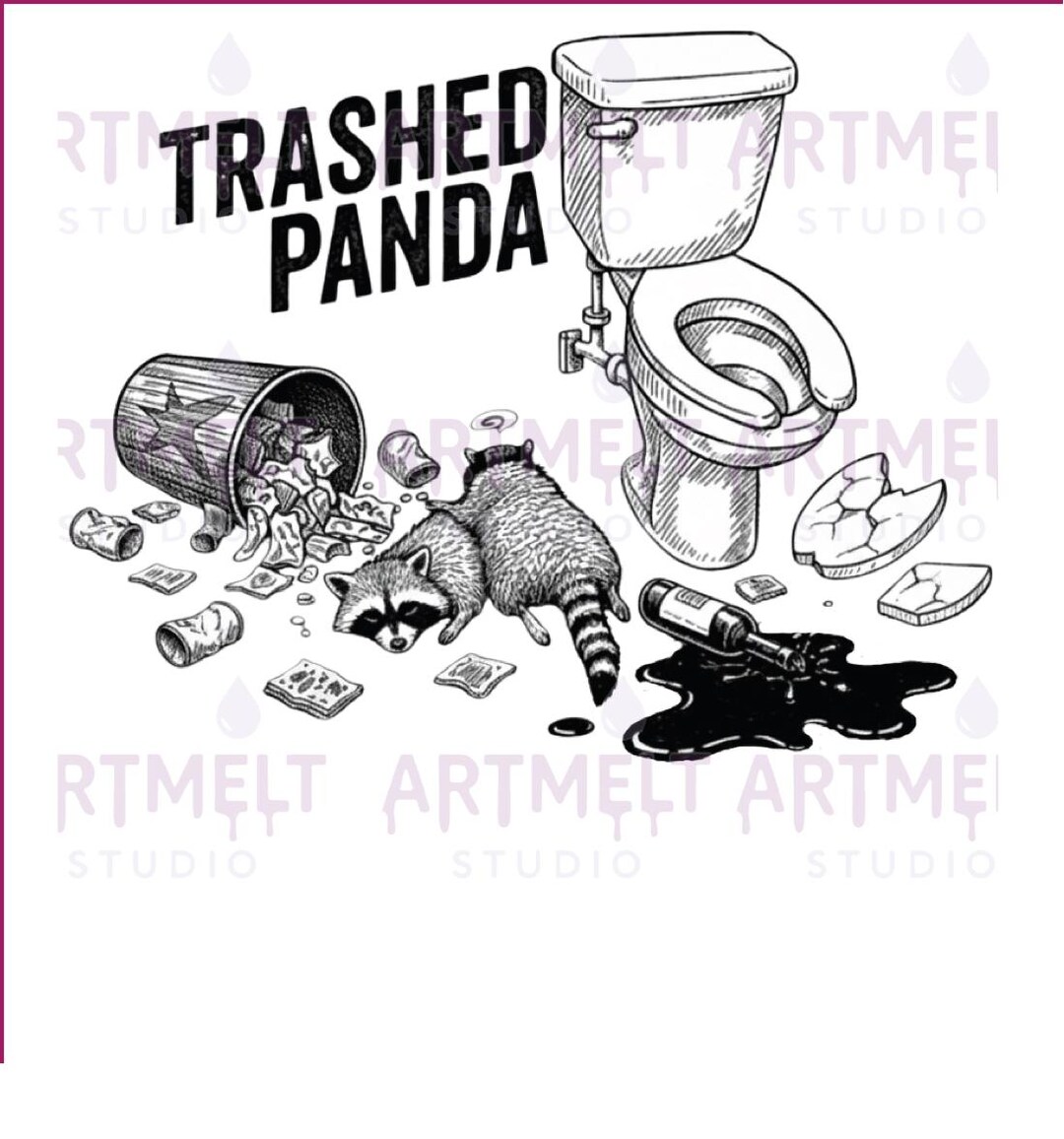 Panda destrozado PNG, gráfico humorístico de mapache borracho, descarga ...