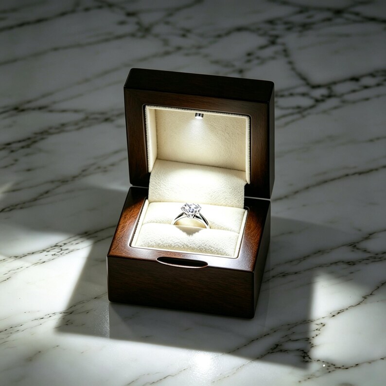 Ring Box With LED Light, Proposal Engagement Presentation Wedding Ring ...