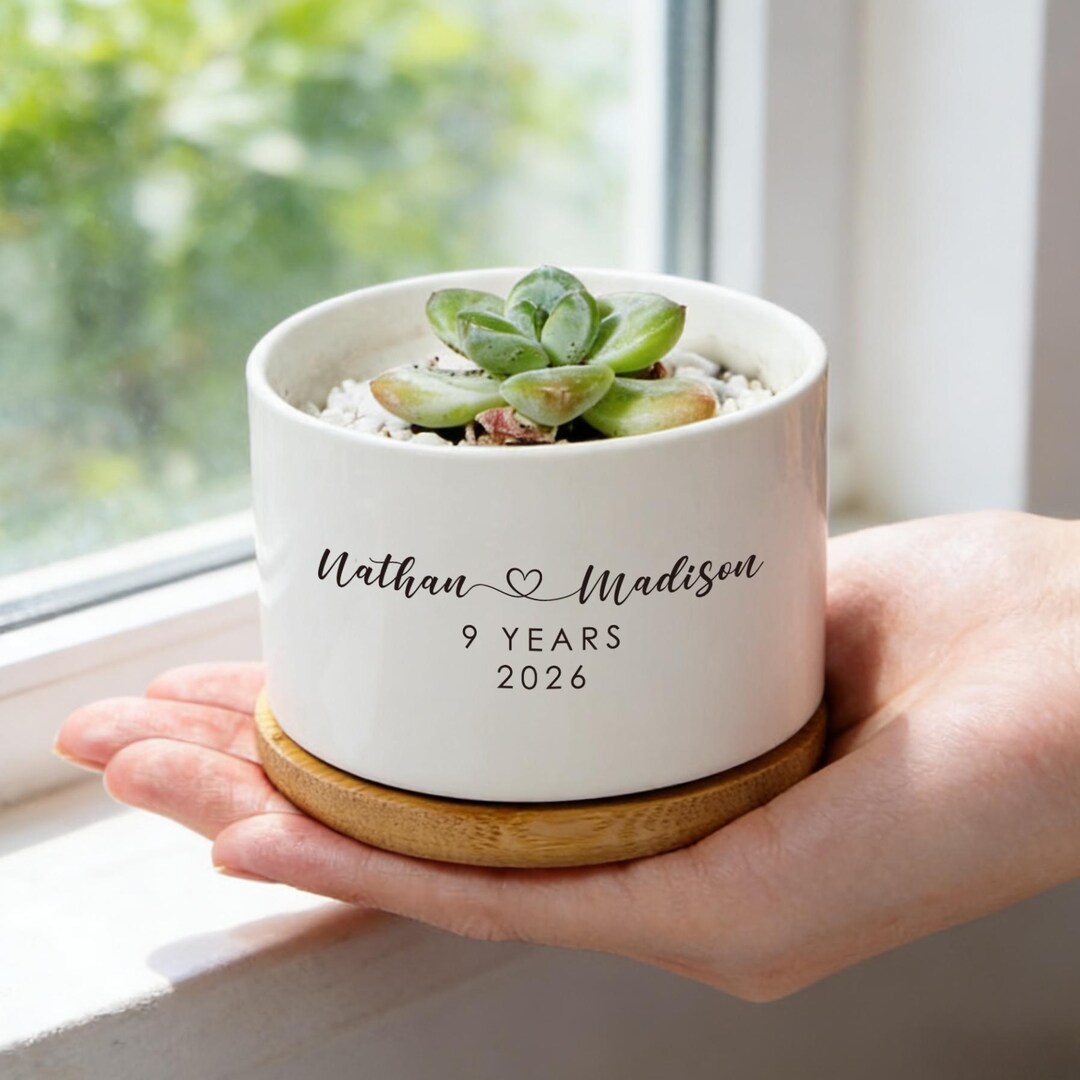 Custom Planter | 9th Anniversary Gift | Personalised Flower Pot Gift ...