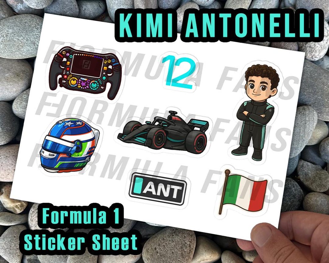 Kimi Antonelli Formula 1 Sticker Sheet – Premium Vinyl F1 Stickers ...