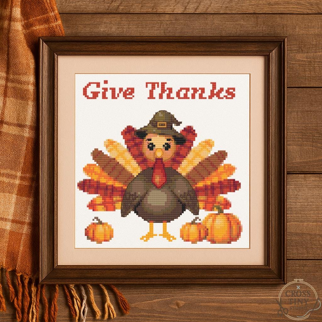 Thanksgiving Turkey Cross Stitch Pattern Digital Download • Autumn ...