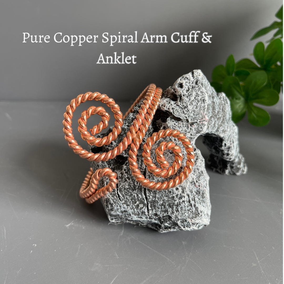 Pure Copper Spiral Arm Cuff & Anklet, Adjustable Upper Arm Bracelet ...