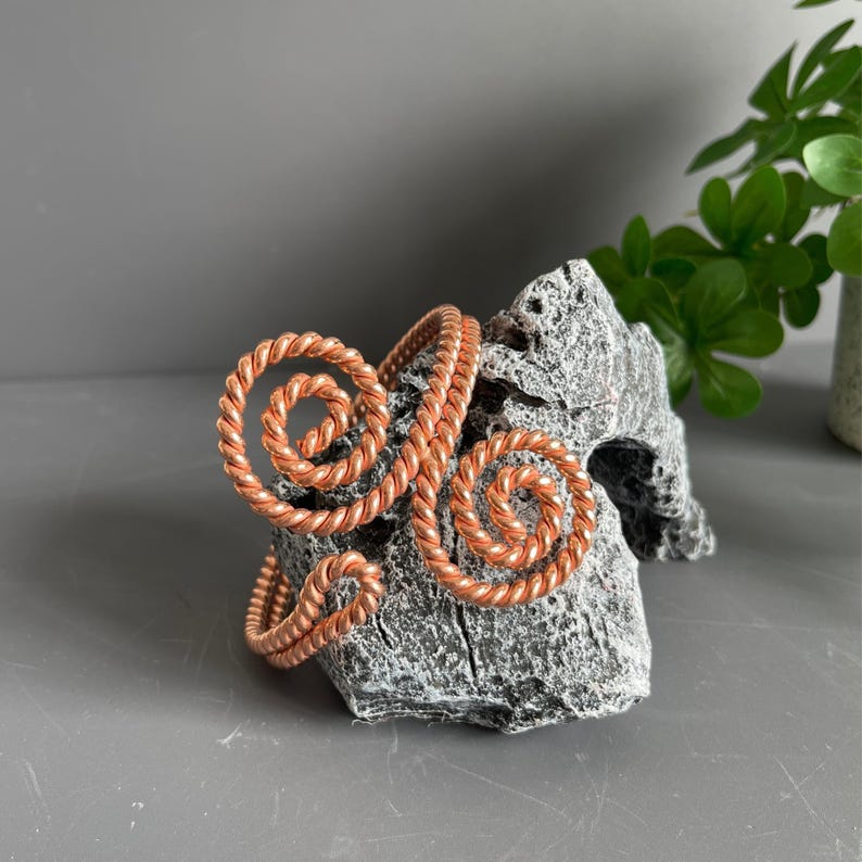 Pure Copper Spiral Arm Cuff & Anklet, Adjustable Upper Arm Bracelet ...