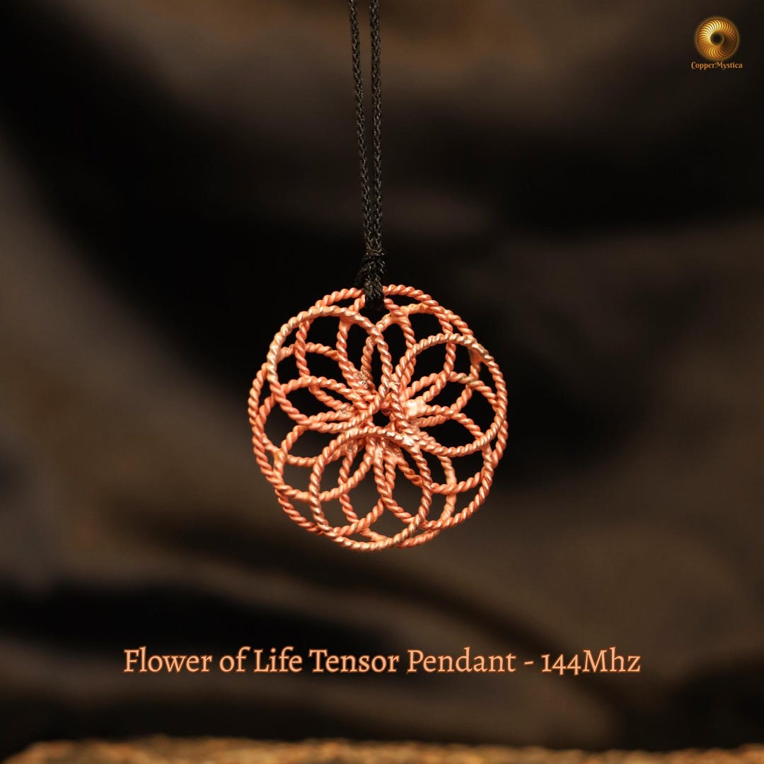 Flower of Life Tensor Pendant – Copper Sacred Geometry Necklace 144 Mhz ...