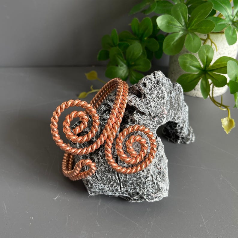 Pure Copper Spiral Arm Cuff & Anklet, Adjustable Upper Arm Bracelet ...