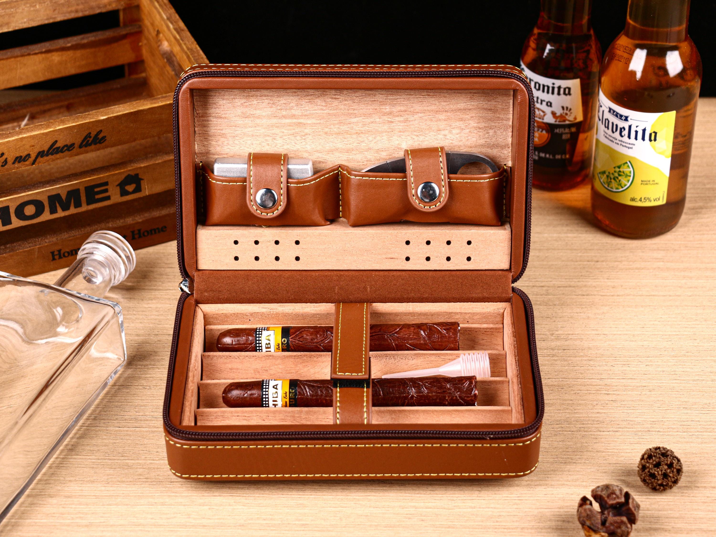 Personalized Humidor Cigar Case Box With Accessories, Leather Cigar ...