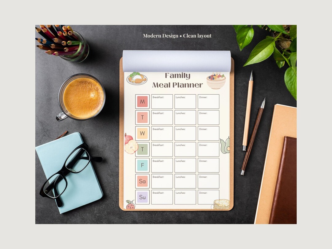 Weekly Meal Planner A4 & US | Printable PDF - Instant Download - Etsy