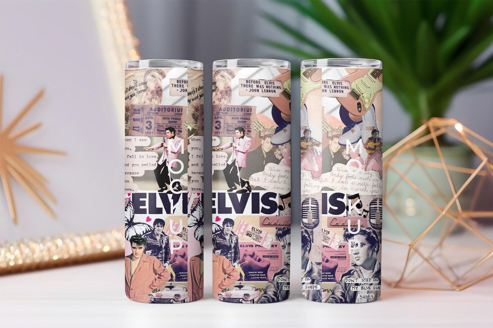 Elvis Presley Tumbler Wrap | Retro Rock N Roll Collage Design | 20oz ...