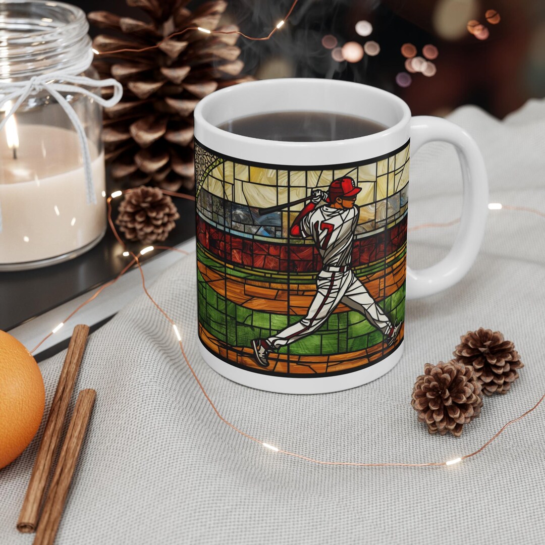 Baseball Batter Stained Glass Mug | 11oz Ceramic Coffee Cup - Etsy