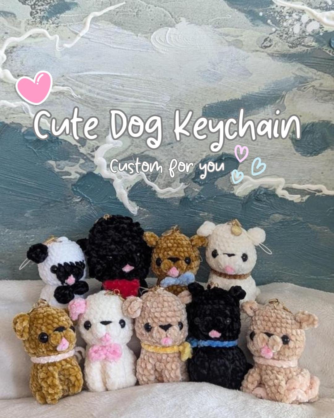 Custom Dog Crochet Keychain: Chenille Amigurumi Plush Puppy - Etsy