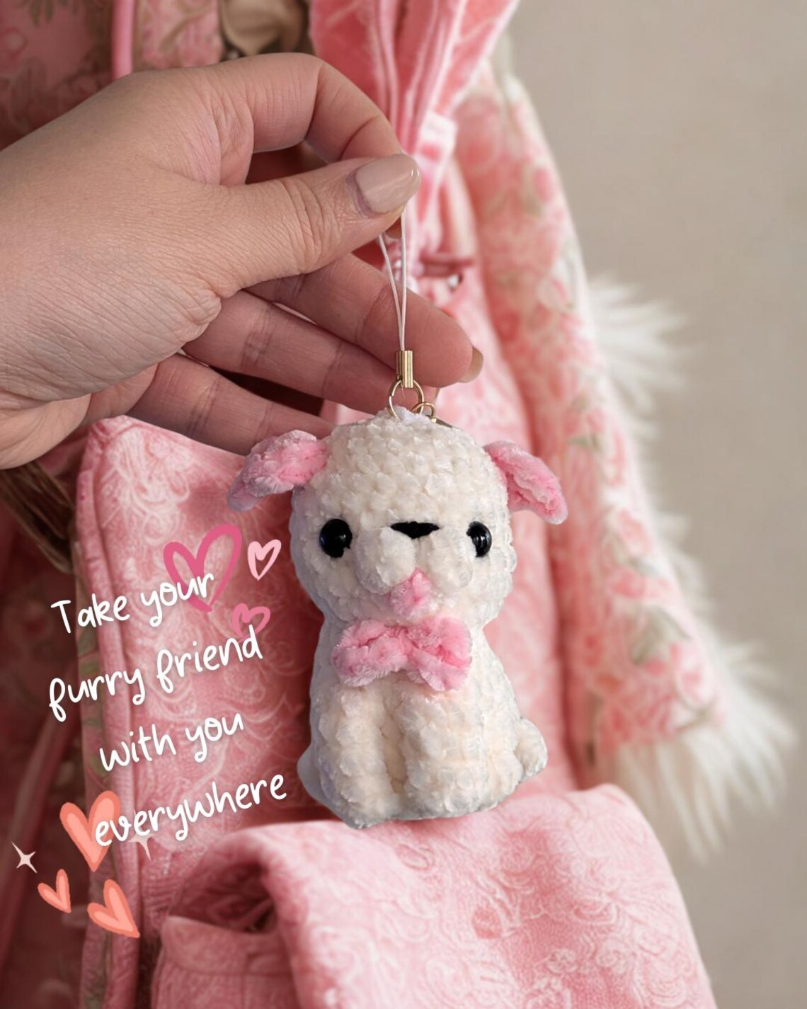 Custom Dog Crochet Keychain: Chenille Amigurumi Plush Puppy - Etsy