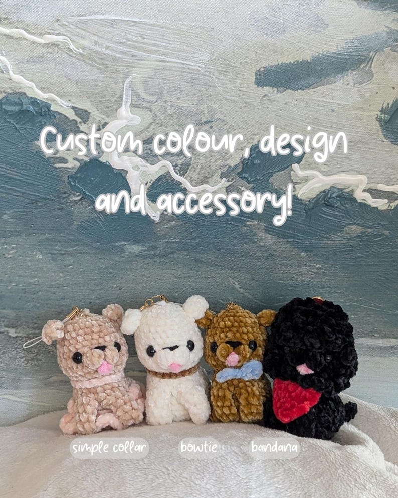 Custom Dog Crochet Keychain: Chenille Amigurumi Plush Puppy - Etsy