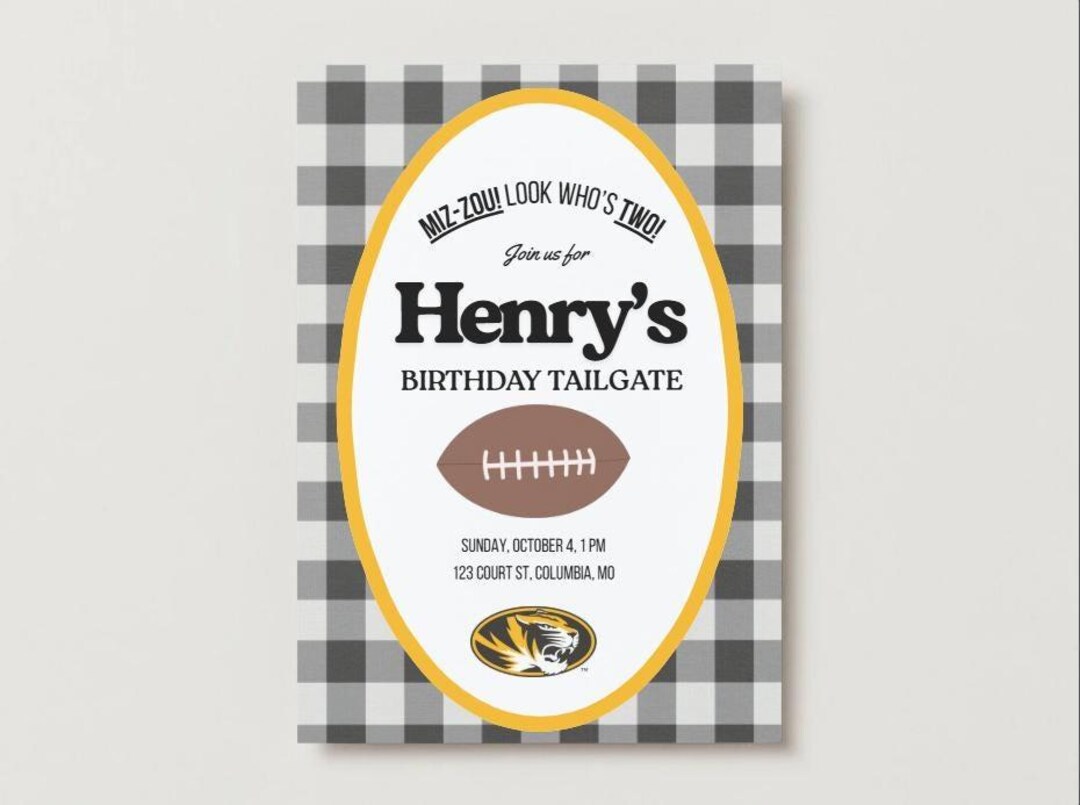MIZZOU Birthday Party Invitation | Tailgate Party | Missouri Tigers ...