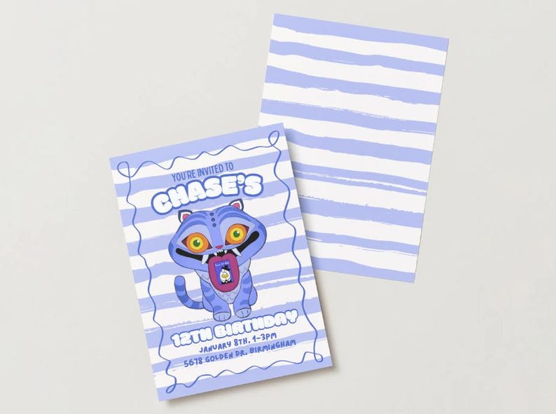 Derpy Tiger | KPOP Demon Hunters Birthday Invite | Instant Digital ...