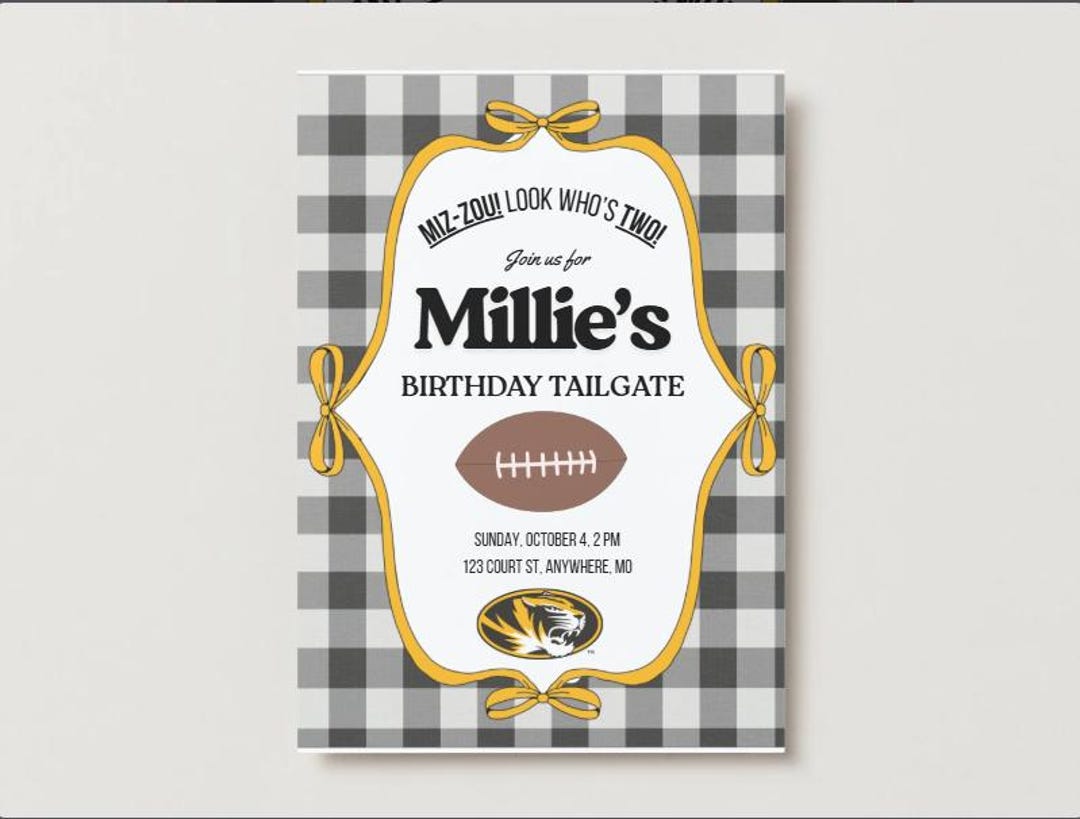 MIZZOU Birthday Party Invitation | Tailgate Party | Missouri Tigers ...