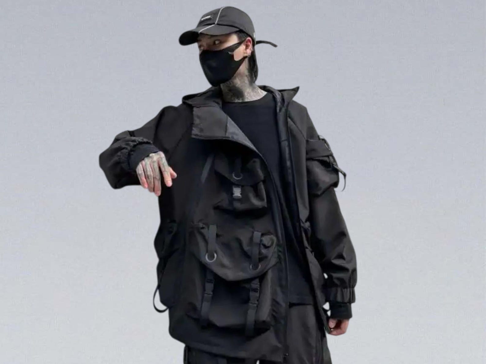 TECHWEAR CARGO JACKET – Tactical Hooded Jacket | Darkwear Harajuku ...