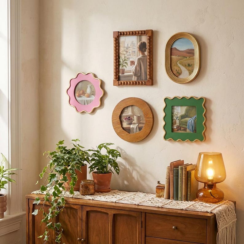 Eclectic Mixed-shape Picture Frames - Vintage Boho Decor With Gallery ...