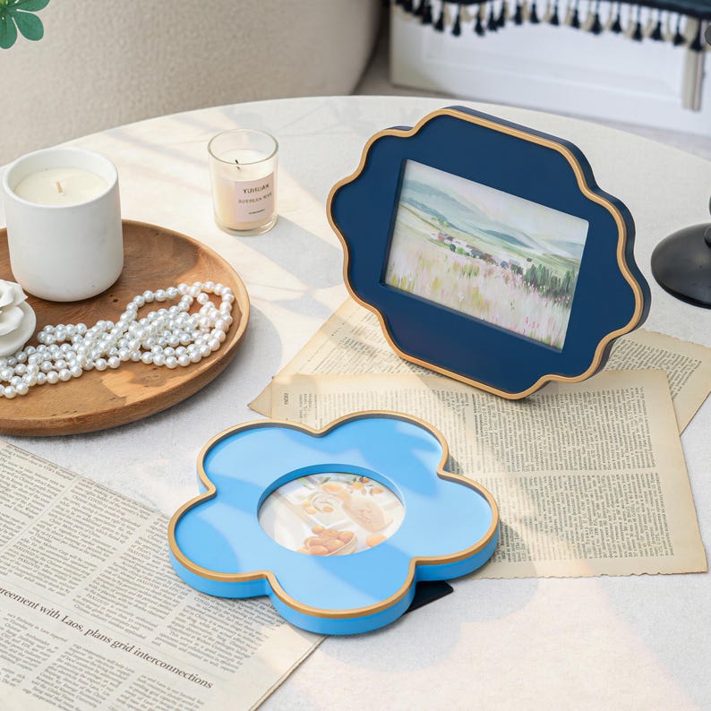 Colorful Photo Frame – 5 Modern Wavy Frames Pink Yellow Blue Green Navy ...