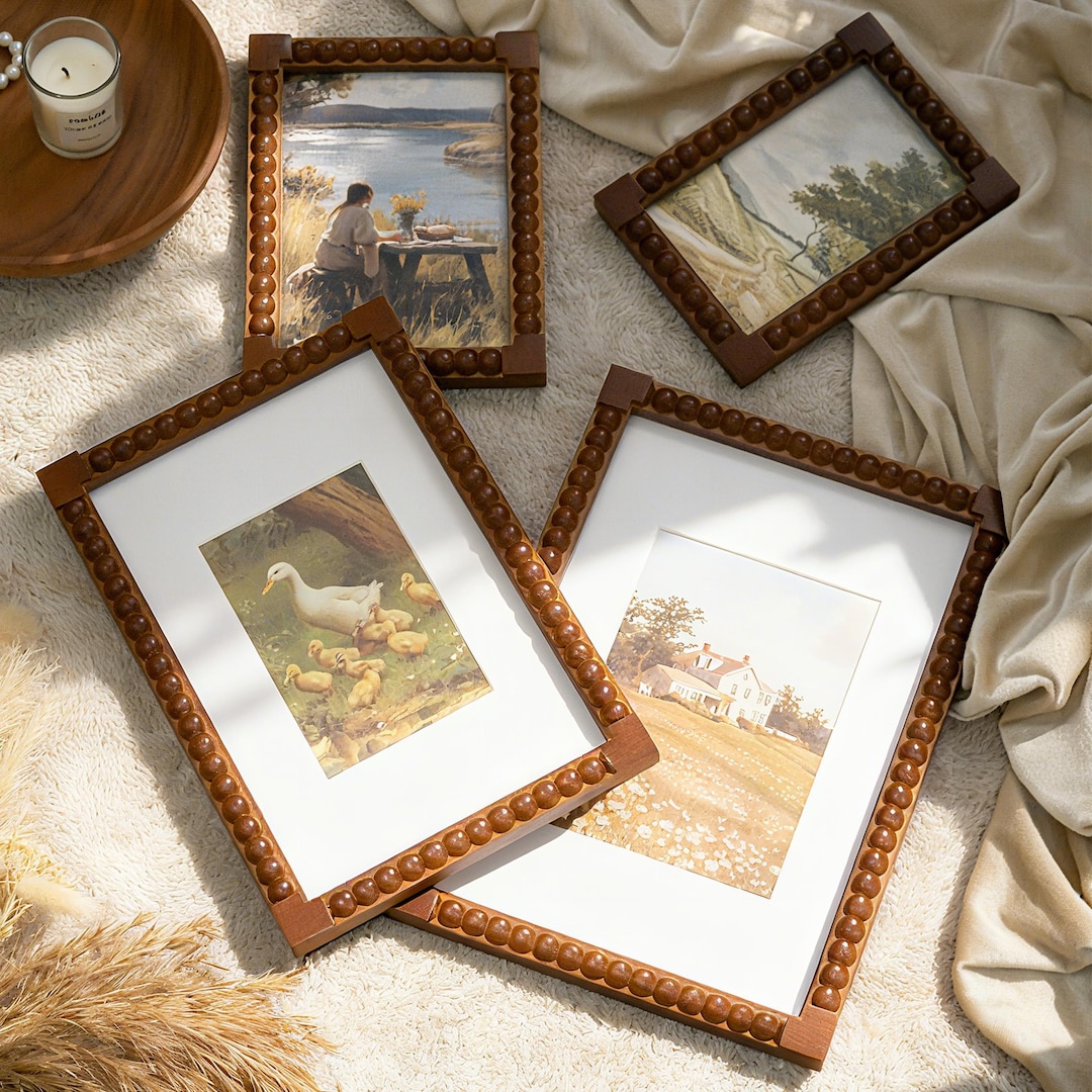 Classic Vintage Bubble Bead Wood Picture Frame, Ornate Photo Frames for ...