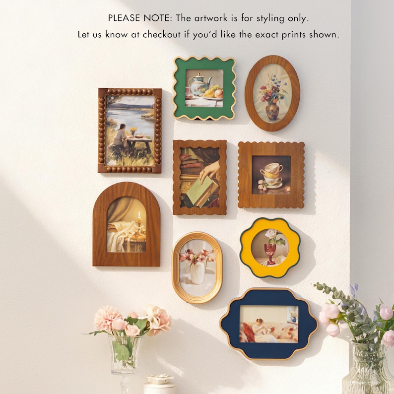 Gallery Wall Frames – 9 Styles (4x4–6x4),retro-inspired Mixed Wood ...