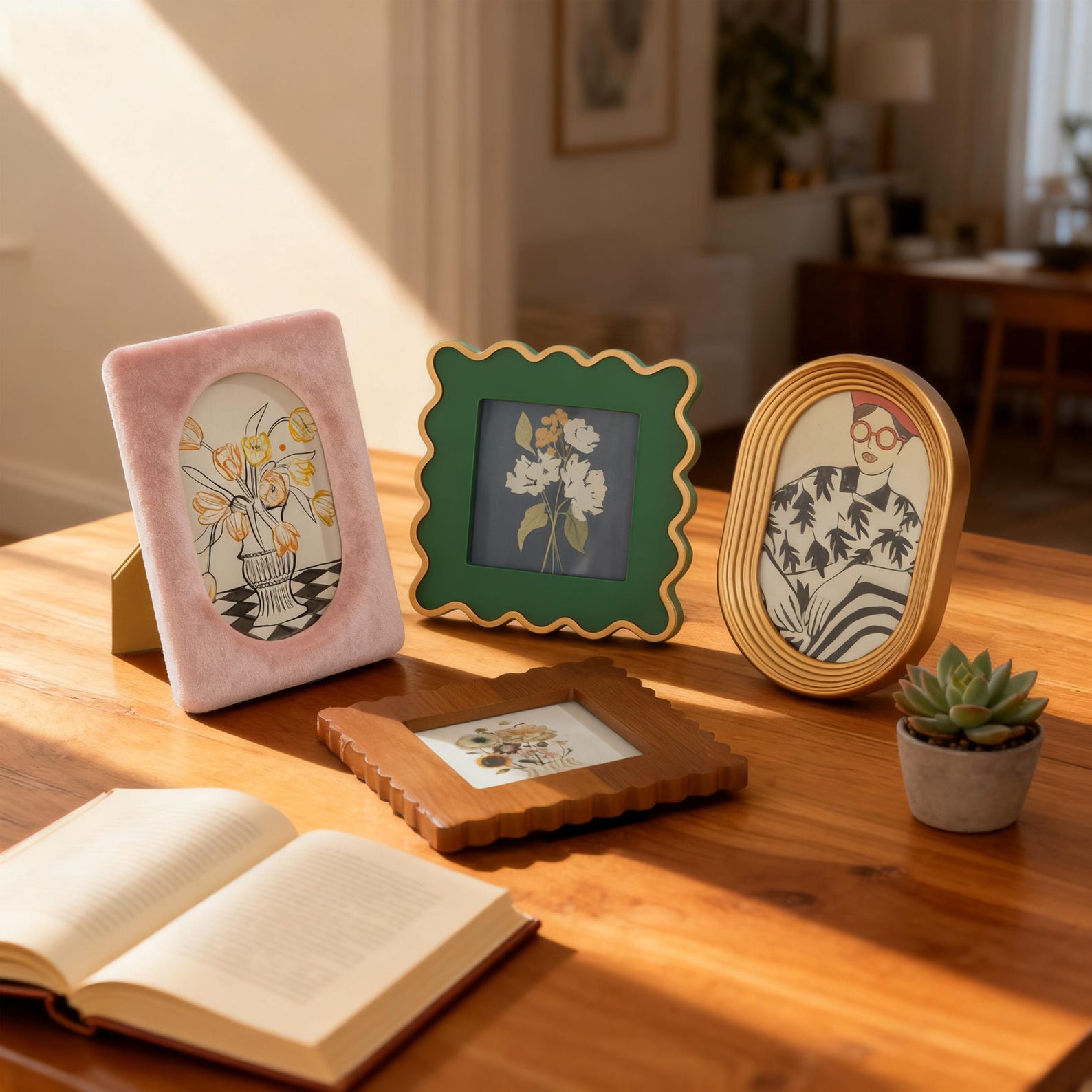 Gallery Wall Frames – 7 Styles Retro Inspired Mixed Wood Colorful ...