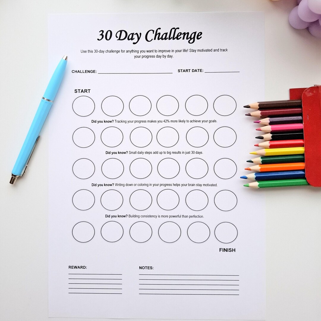 30 Day Challenge Tracker: Custom Habit Tracker Printable (digital ...