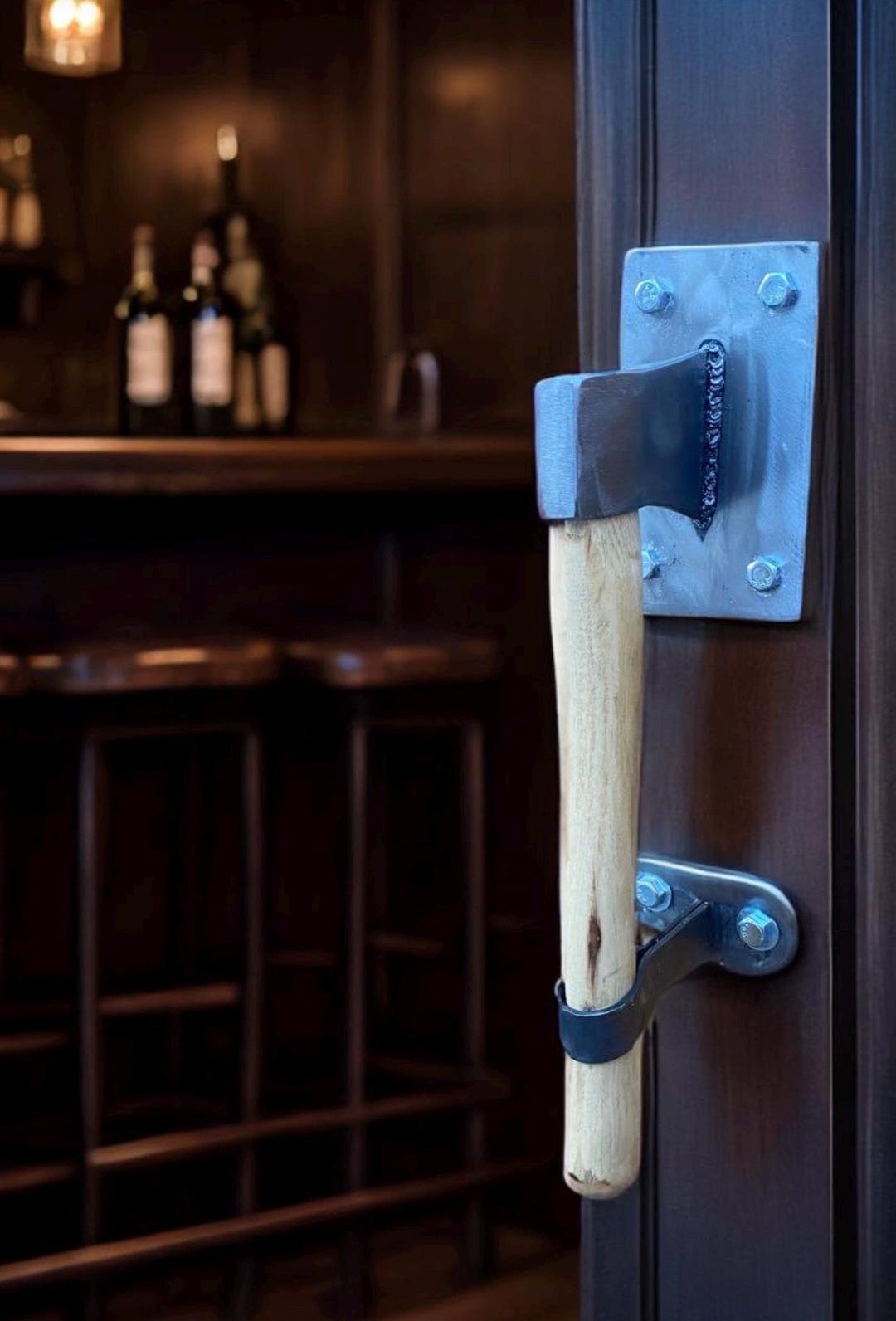 Handcrafted Axe Door Handle: Mountain Wood & Steel Pull - Etsy