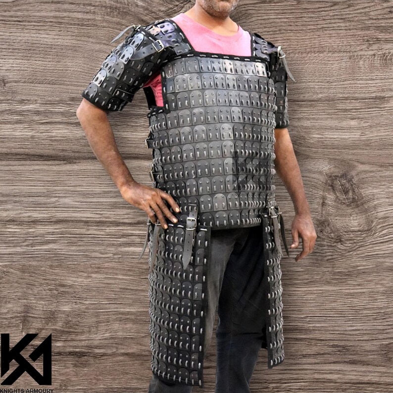Blackened Lamellar Armor With U-shape Plate – Medieval Steel Chest ...
