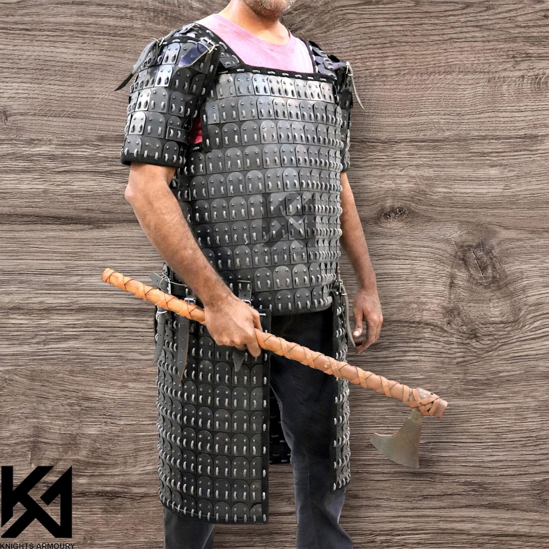 Blackened Lamellar Armor With U-shape Plate – Medieval Steel Chest ...