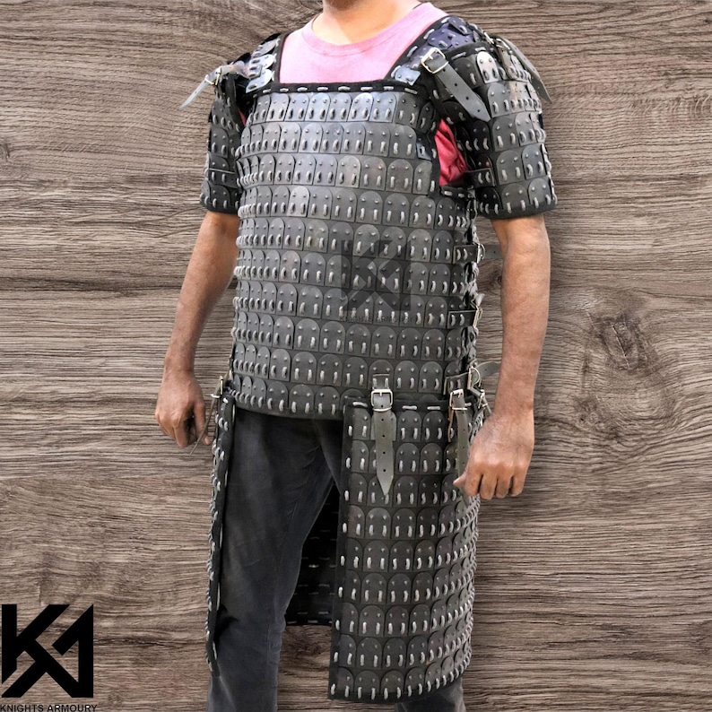 Blackened Lamellar Armor With U-shape Plate – Medieval Steel Chest ...