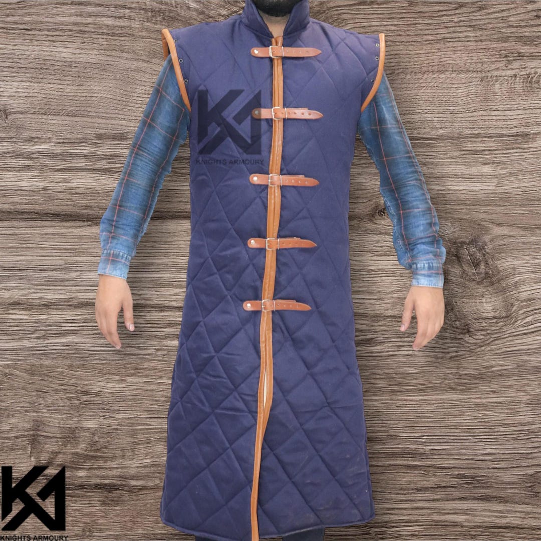 Medieval Quilted Long Gambeson – Padded Armor Jacket for LARP, Cosplay ...