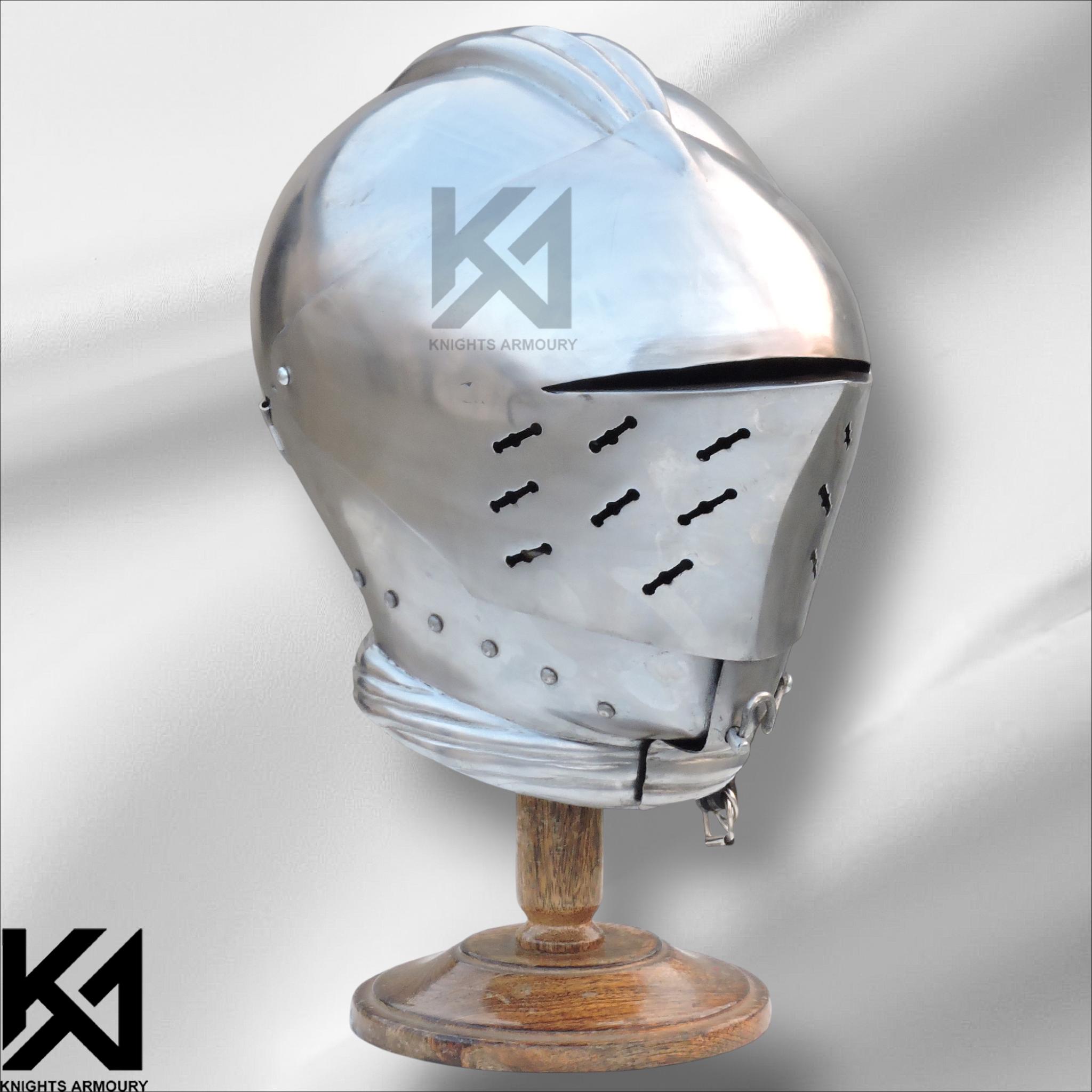 Visored Tudor Helmet – Medieval Knight Helmet (18 Gauge Mild Steel) SCA ...