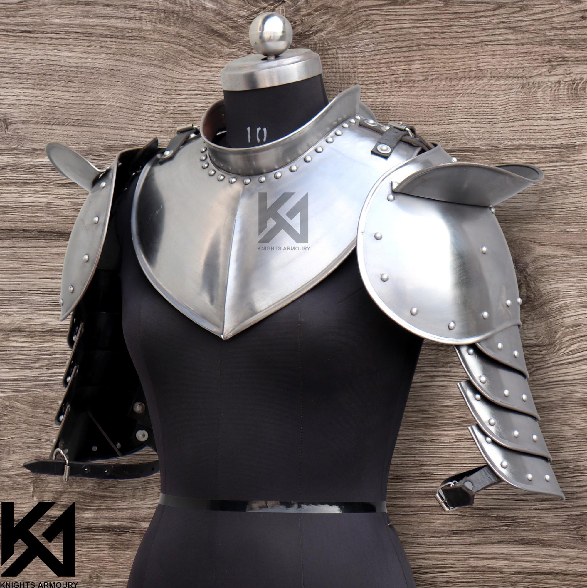 Knight Armor Set – Medieval Gorget and Pauldron, 18G Steel Neck ...