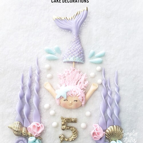 Fondant Mermaid Cake Set - Etsy